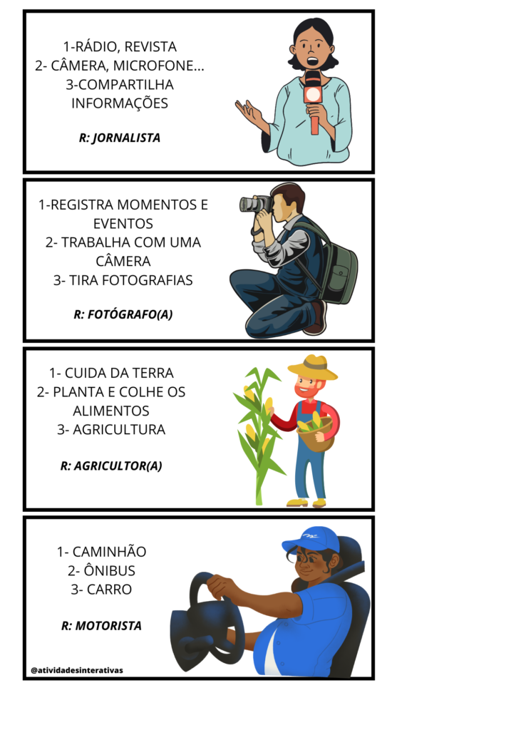 JOGO DAS 3 PISTAS PARA O DIA DO TRABALHO (PROFISSÕES) – Atividades ...