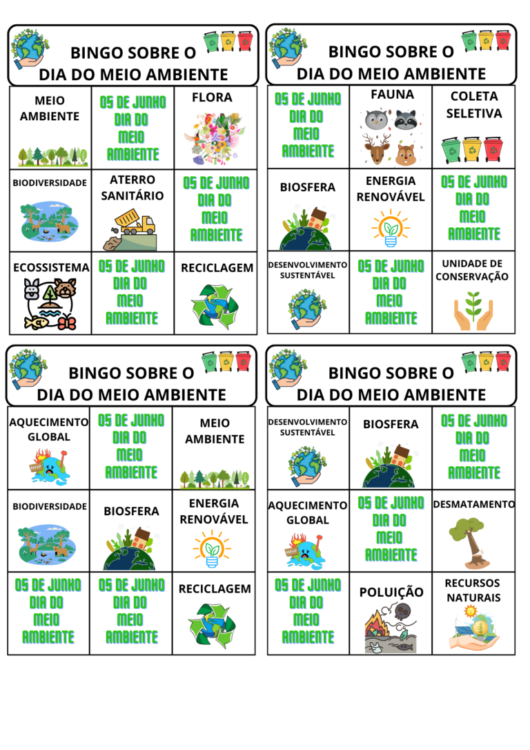 BINGO DO MEIO AMBIENTE – Atividades Interativas: Explore, Aprenda e ...