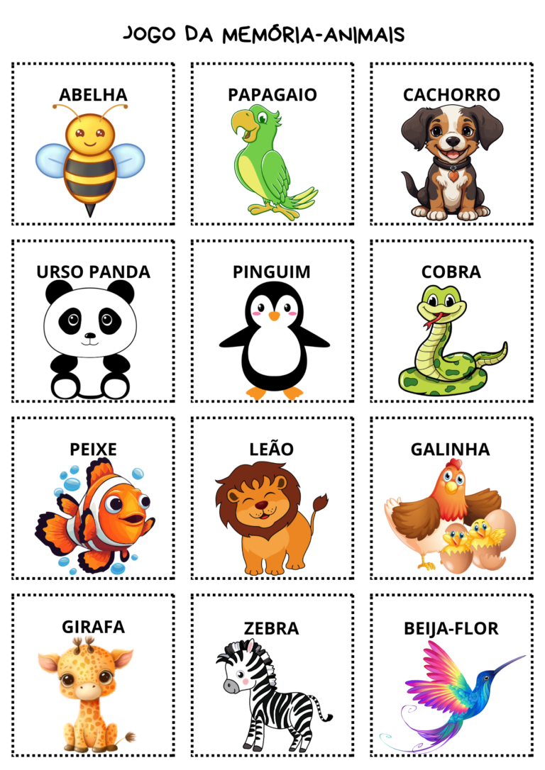 JOGO DA MEMÓRIA DOS ANIMAIS – Atividades Interativas: Explore, Aprenda ...